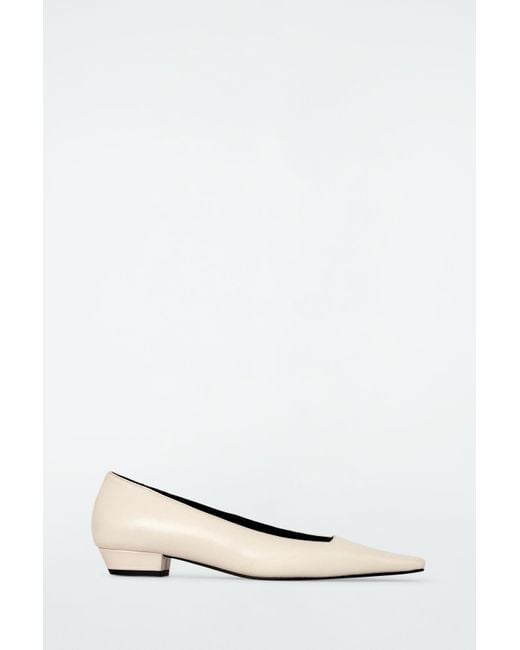 COS Square-toe Leather Court Shoes in White | Lyst