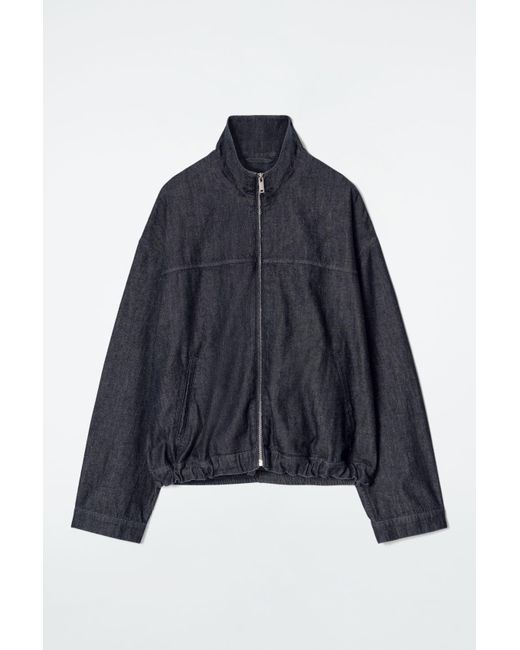 COS Oversized Denim Bomber Jacket in Blue | Lyst