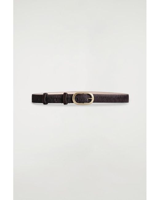 COS Oval-Buckle Pony-Hair Leather Belt in Brown | Lyst UK