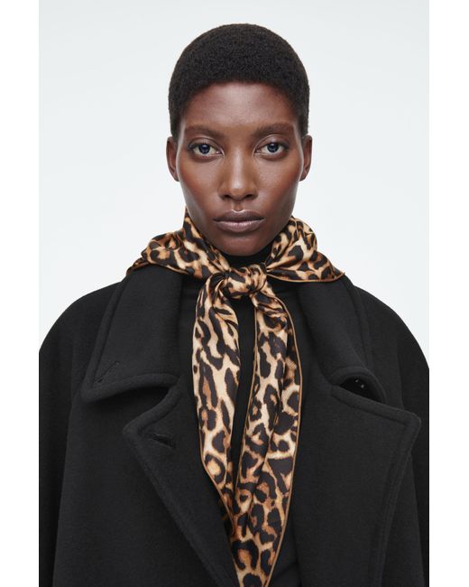 COS Leopard-print Silk Triangle Scarf in Natural | Lyst UK