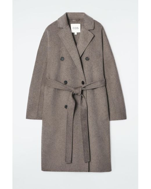 COS Oversized Double-breasted Wool Coat in Brown | Lyst