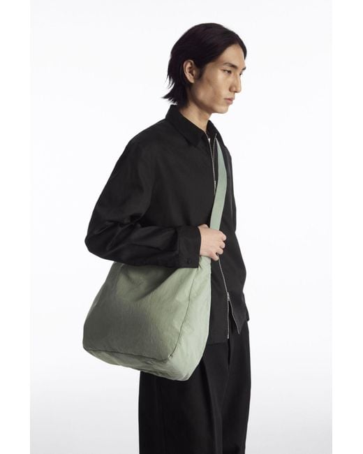 COS Slouchy Nylon Messenger Bag in Green for Men | Lyst