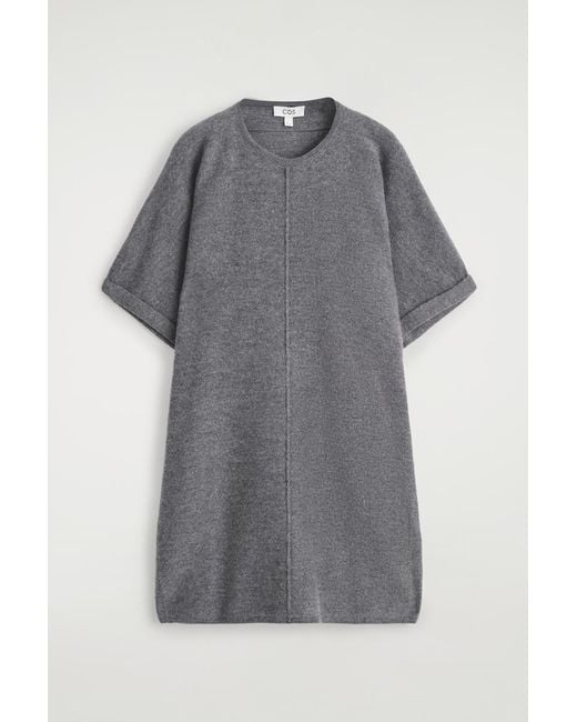 COS Sculpted Merino Wool Mini Dress in Grey | Lyst UK