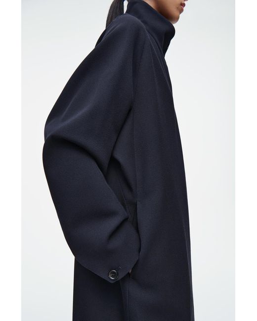 COS Trapeze Wool-blend Coat in Blue | Lyst