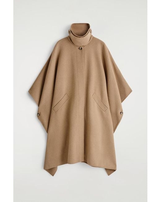 COS Longline Double-Faced Wool Cape in Natural | Lyst UK