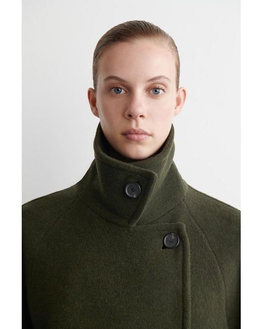 COS Oversized Double-Breasted Wool Long Coat in Green | Lyst UK