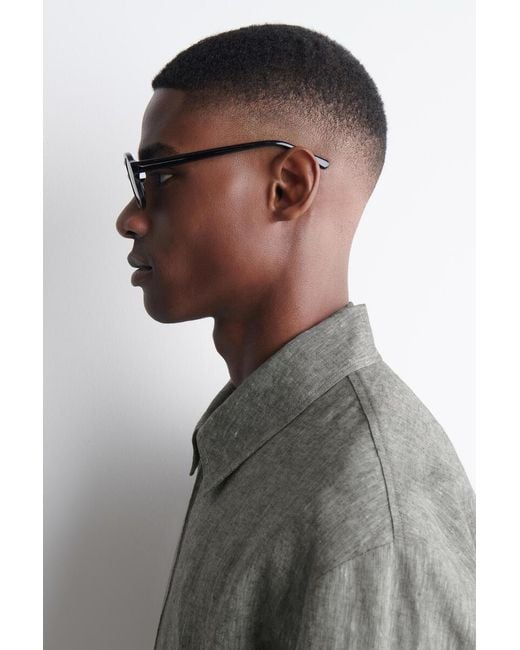 COS Rectangular Aviator Sunglasses in Black for Men | Lyst