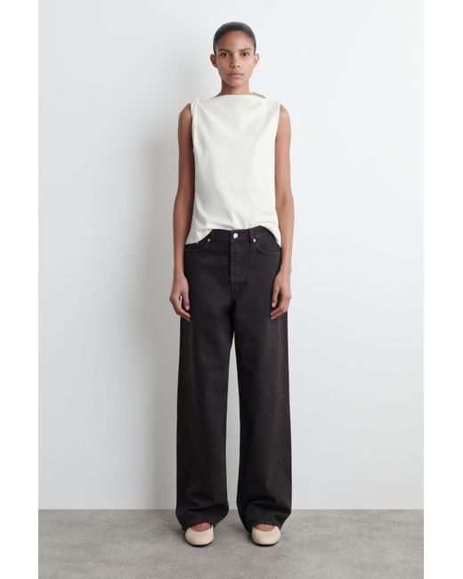 COS Leather Ballerina Flats in White | Lyst