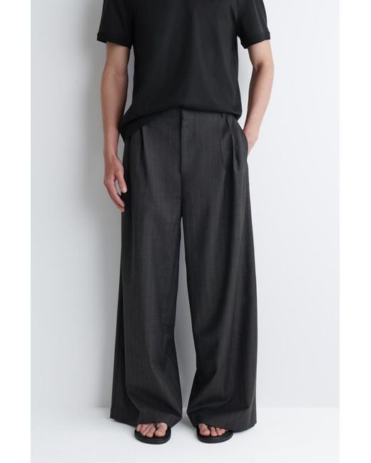 COS Merino Wool Wide-Leg Trousers in Grey for Men | Lyst UK