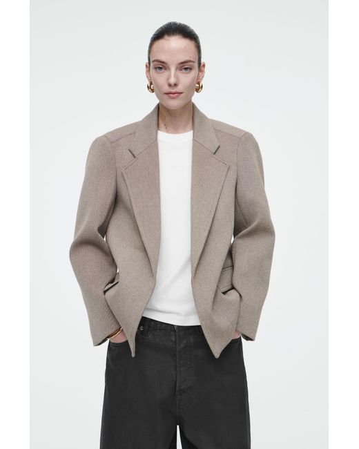 COS Oversized EXAGGERATED-SHOULDER Blazer in Brown | Lyst