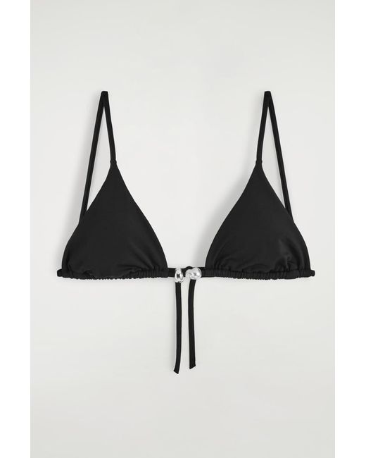 COS Embellished Triangle Bikini Top in Black | Lyst