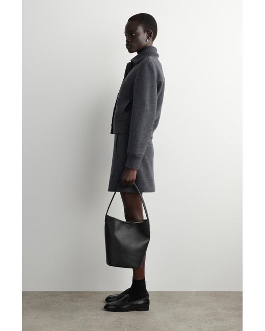 COS Ribbed-Collar Boiled Merino Wool Jacket in Blue | Lyst