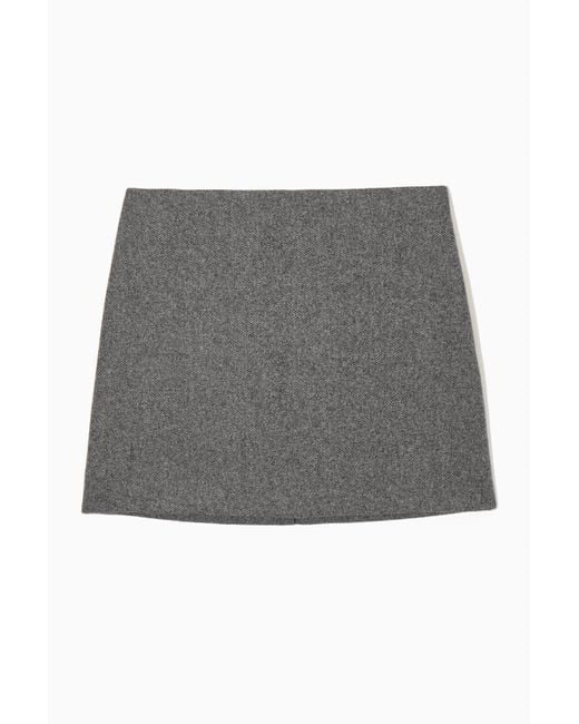COS Wool-jacquard Mini Skirt in Gray | Lyst