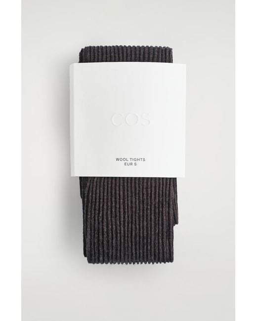 COS Ribbed Merino Wool Tights in White | Lyst UK