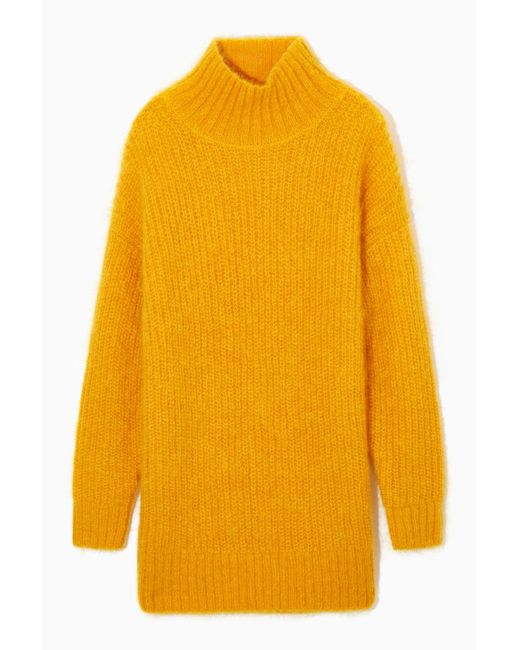COS Funnel-neck Mohair Tunic in Yellow | Lyst
