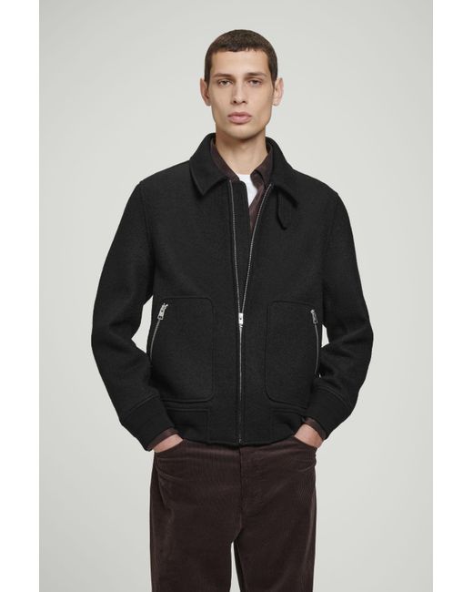 COS Boiled Merino Wool Aviator Jacket in Black for Men | Lyst