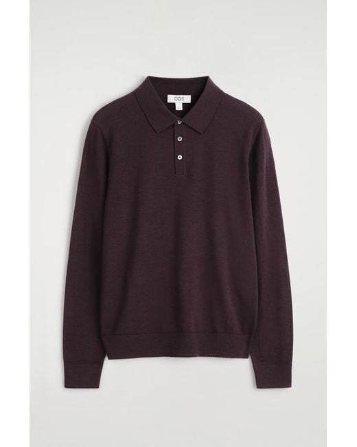 COS Slim Merino Wool Polo Shirt in Red for Men | Lyst UK