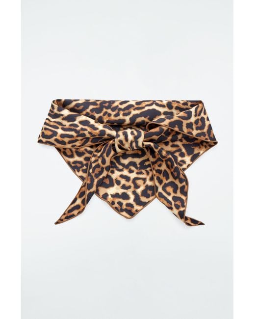 COS Leopard-print Silk Triangle Scarf in Natural | Lyst