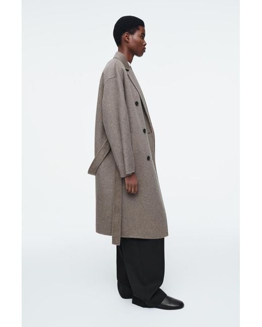 COS Oversized Double-breasted Wool Coat in Brown | Lyst UK