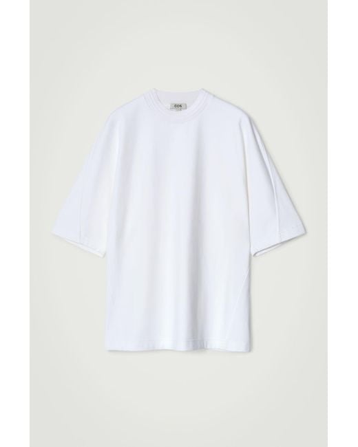 COS Oversized Heavyweight Mock-neck T-shirt in White for Men | Lyst