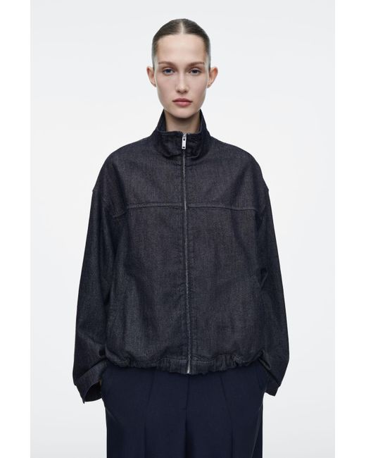 COS Oversized Denim Bomber Jacket in Blue | Lyst