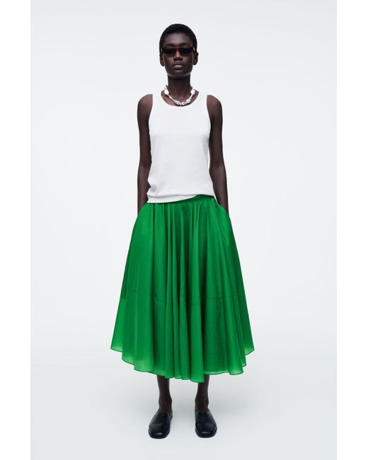 COS Circle-cut Midi Skirt in Green | Lyst