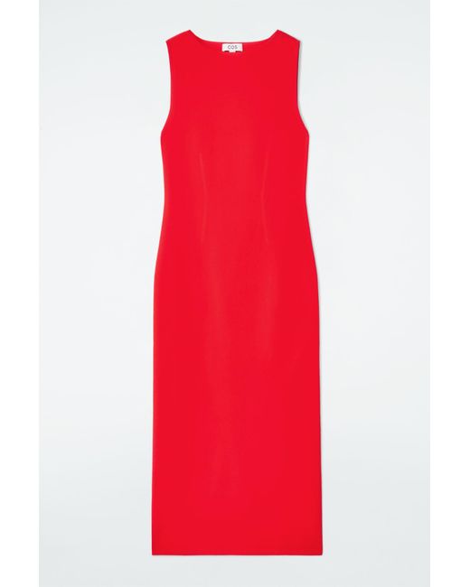 COS Corset-detail Maxi Dress in Red | Lyst