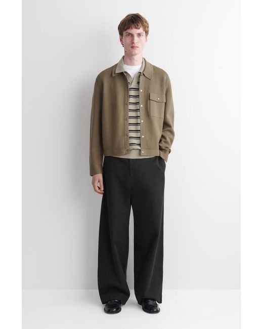 COS Knitted Linen Polo Shirt in Natural for Men | Lyst