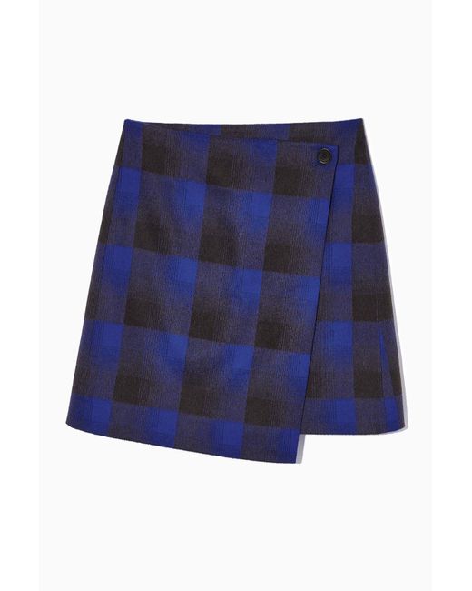 COS Checked Wool-blend Mini Wrap Skirt in Blue | Lyst COS Checked Wool-blend Mini Wrap Skirt in Blue | Lyst