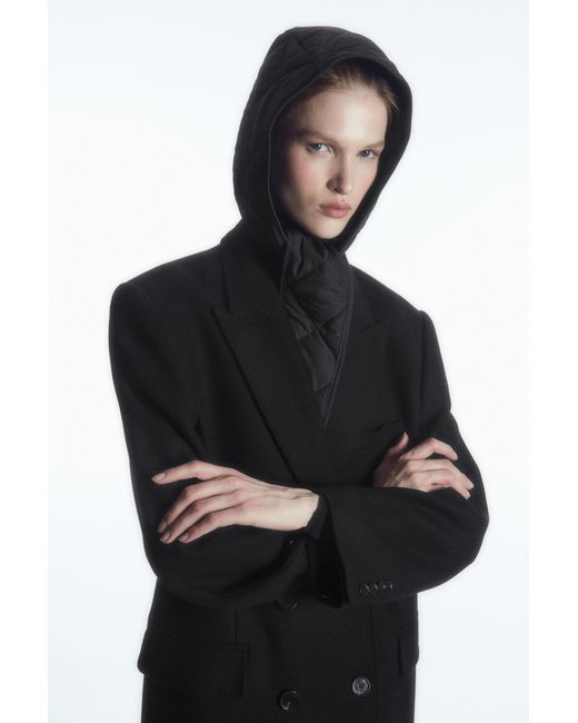 COS Quilted Tie-front Hood in Black | Lyst UK