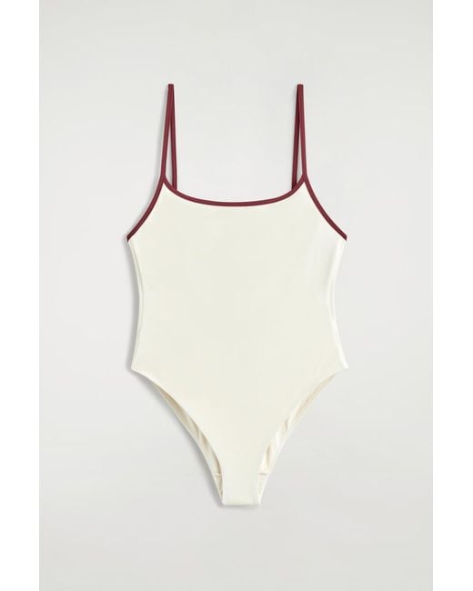 COS Contrast-Trimmed Swimsuit in Natural | Lyst