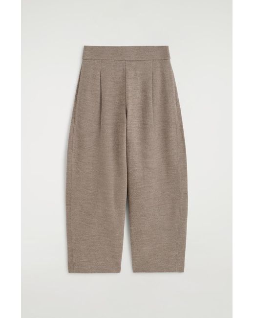 COS Boiled-Wool Barrel-Leg Trousers in Natural | Lyst UK