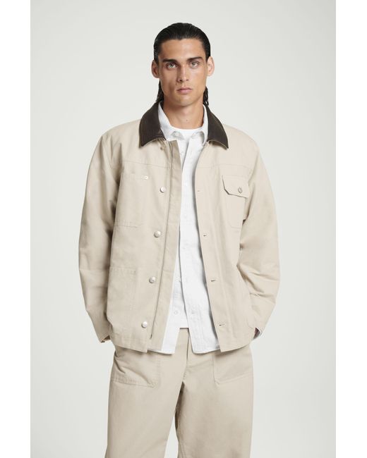 COS Leather-collar Field Jacket in Natural for Men | Lyst UK