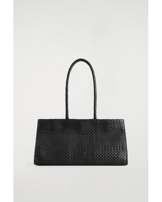 COS Gallery Hand-Woven Tote Bag in Black | Lyst