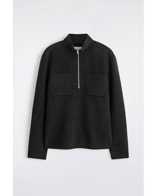COS Double-Faced Wool Zip-Up Overshirt in Black for Men | Lyst UK