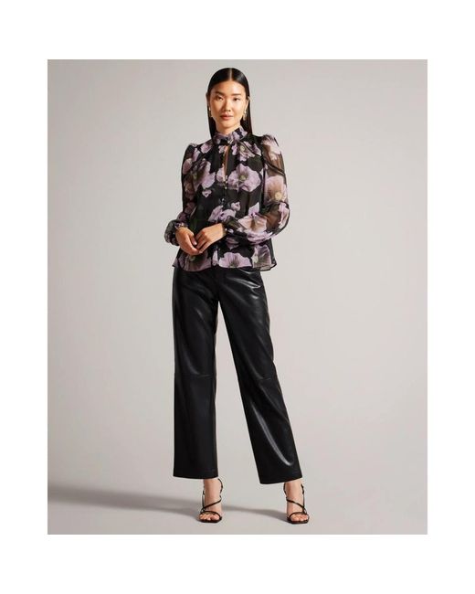 Ted Baker Theera Ladder Trim Insert Blouse in Black | Lyst UK