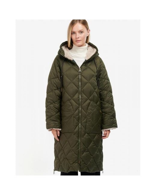 Barbour Portellen Long Quilted Jacket in Green | Lyst UK