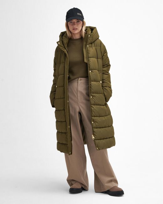 Barbour Longline Barron Puffer Jacket Colour: Empire in Green | Lyst