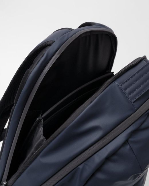 BOSS Stormy Faux Leather Backpack With Logo Details in Blue for Men | Lyst