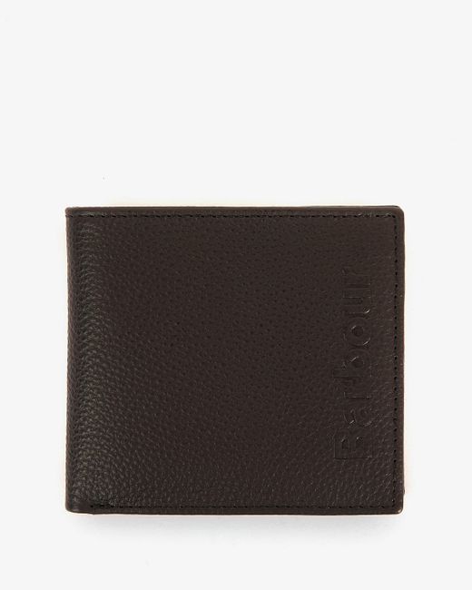 Barbour Logo Leather Billfold Wallet in Black for Men | Lyst UK