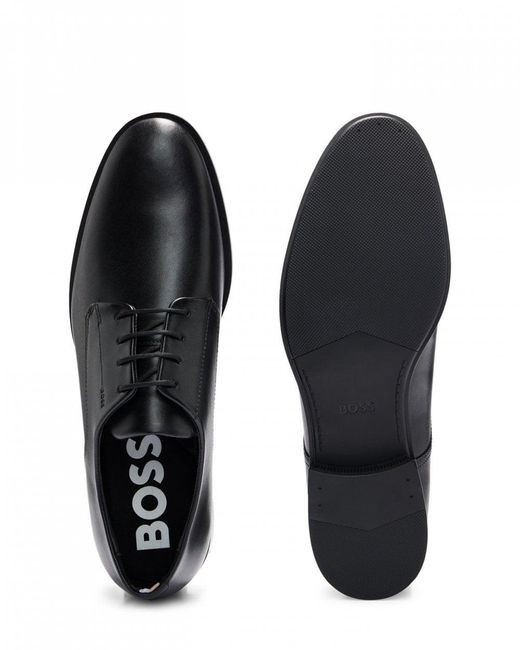 BOSS Colby Leather Derby Shoes With Embossed Logo Nos in Black for Men ...