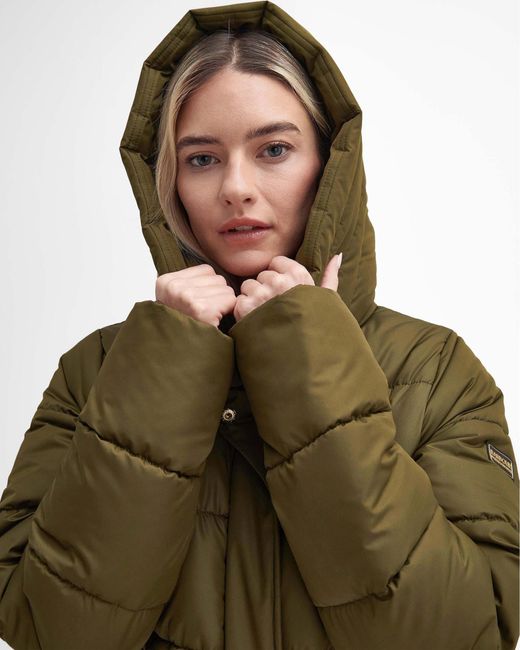 Barbour Longline Barron Puffer Jacket Colour: Empire in Green | Lyst