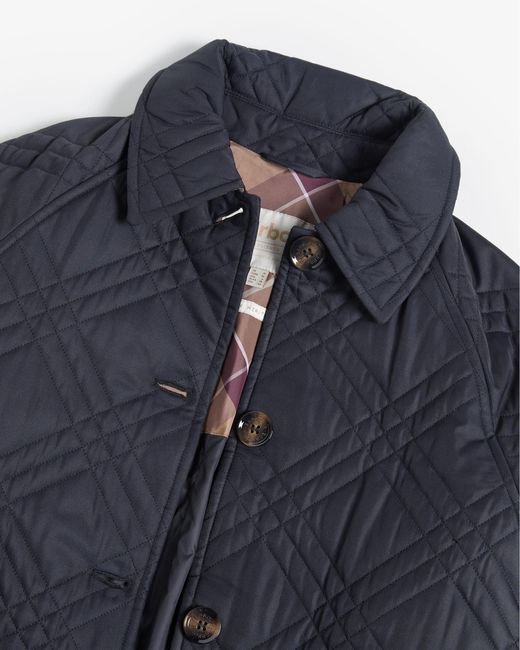 Barbour Mariah Long Quilted Trench Coat /Muted Cabernet Tartan in Blue ...