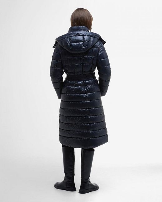 Barbour Aisha Long Puffer Jacket in Blue | Lyst