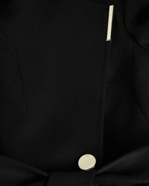 Ted Baker Rose Midi Wool Wrap Coat With Shoulder Panels in Blue | Lyst