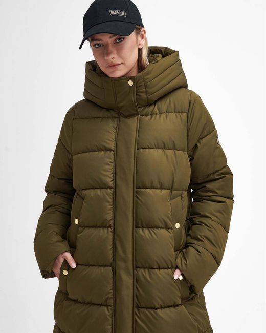Barbour Longline Barron Puffer Jacket Colour: Empire in Green | Lyst