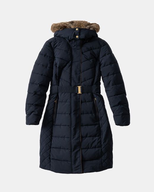 Joules Aspen Long Parka in Blue | Lyst UK