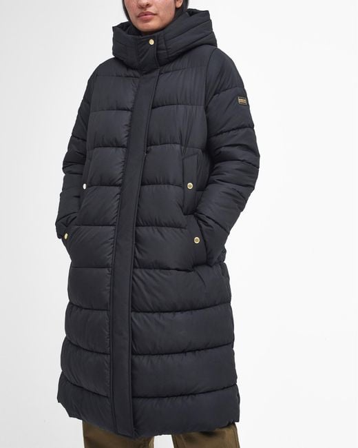 Barbour Longline Barron Puffer Jacket in Blue | Lyst