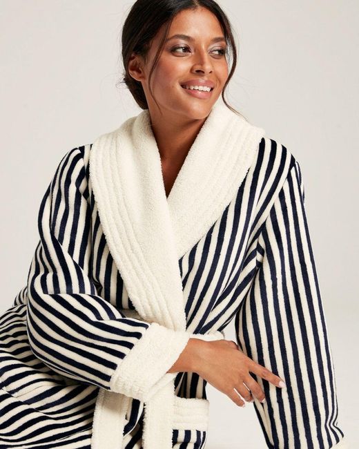Joules Matilda Dressing Gown Stripe in Natural | Lyst