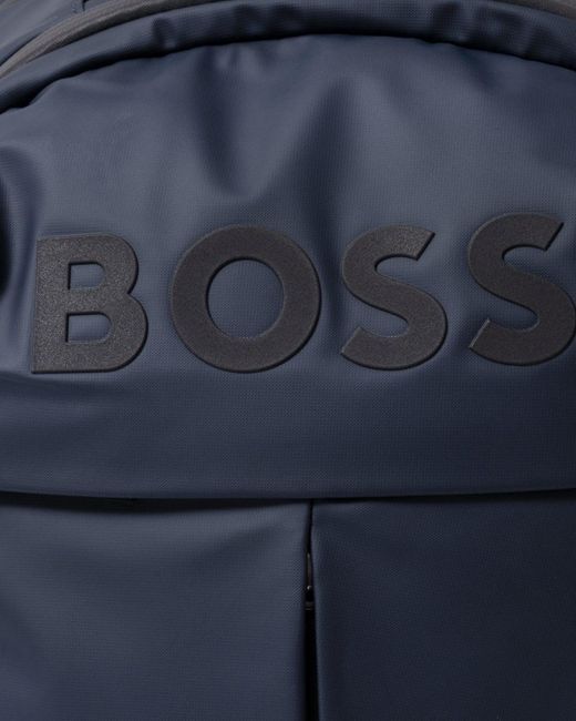 BOSS Stormy Faux Leather Backpack With Logo Details in Blue for Men | Lyst